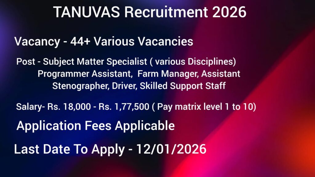 TANUVAS Recruitment 2026 - JOBS THALAIVA